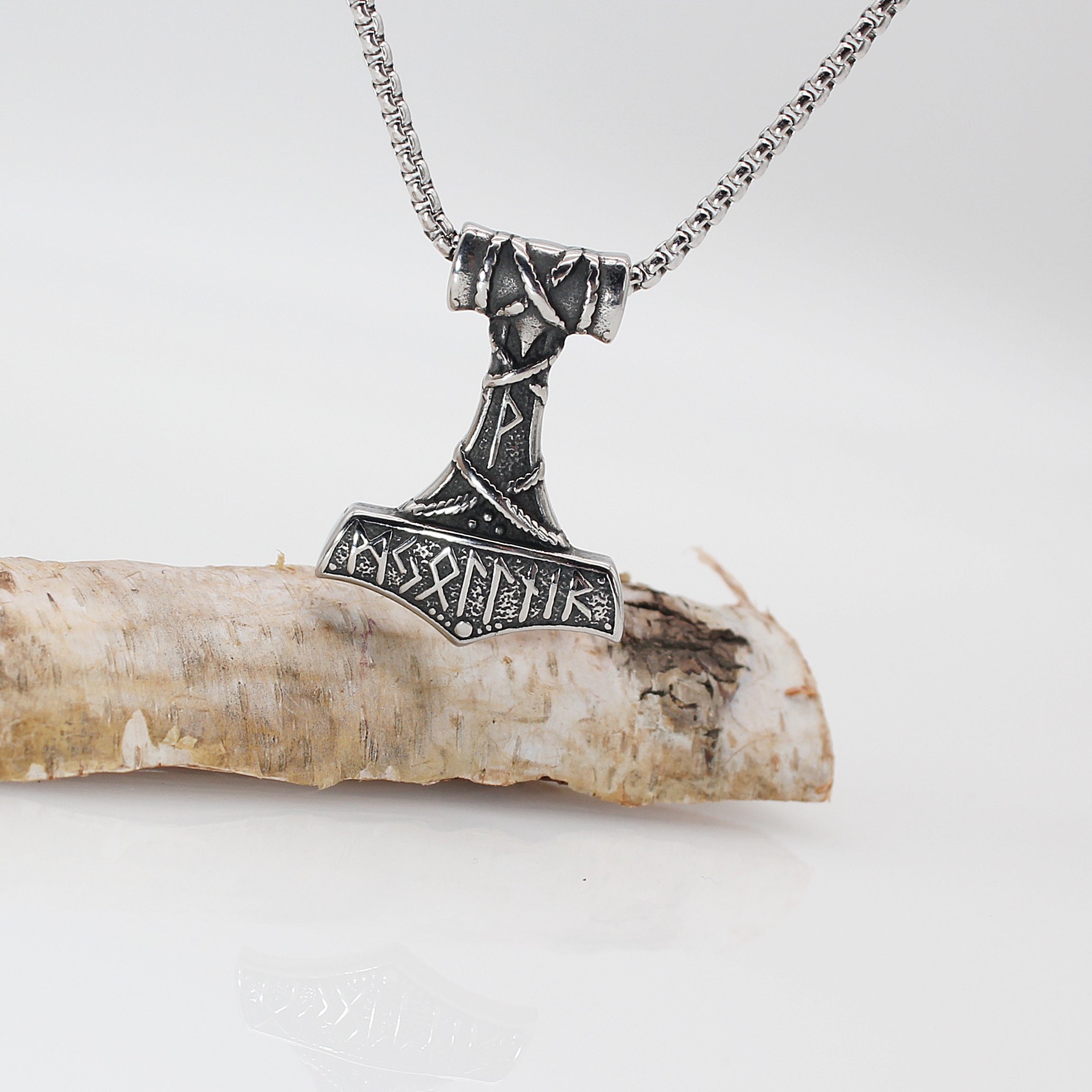 ELLAWIL Kette mit Anhänger Halskette Nordische Wikinger Mythologie Thor Hammer Anhänger ...