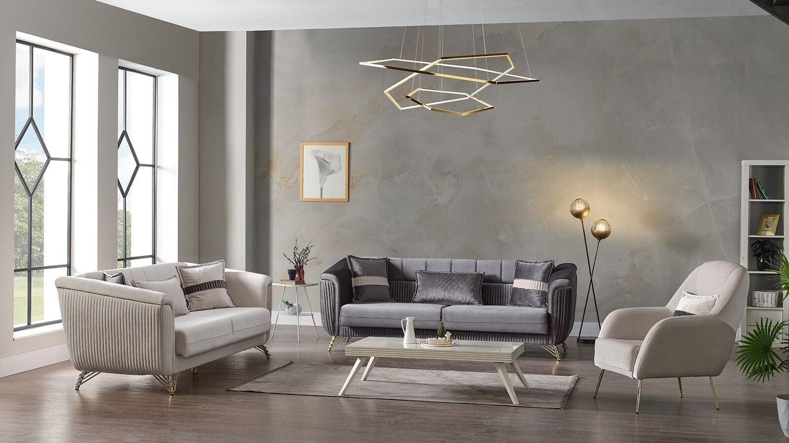 Jvmoebel Wohnzimmer Set Designer Sofagarnitur 331 Sitzer Couch