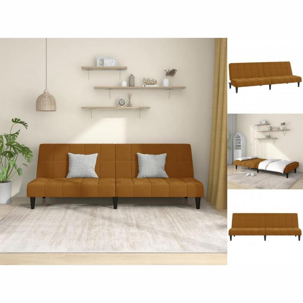 Vidaxl Sofa Schlafsofa 2 Sitzer Braun Samt Schlafcouch Schlaffunktion