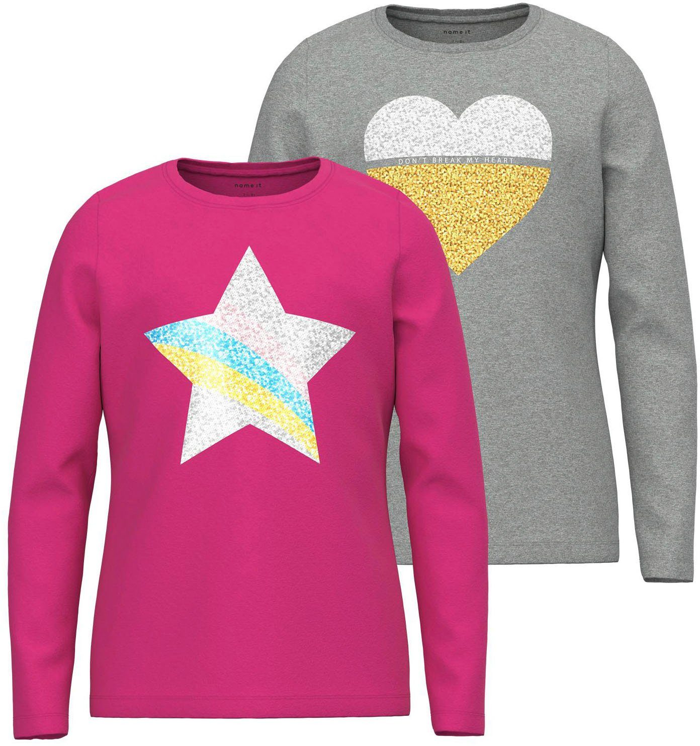 Name It Langarmshirt Nkfbistar Ls Top Noos 2 Tlg 2er Pack