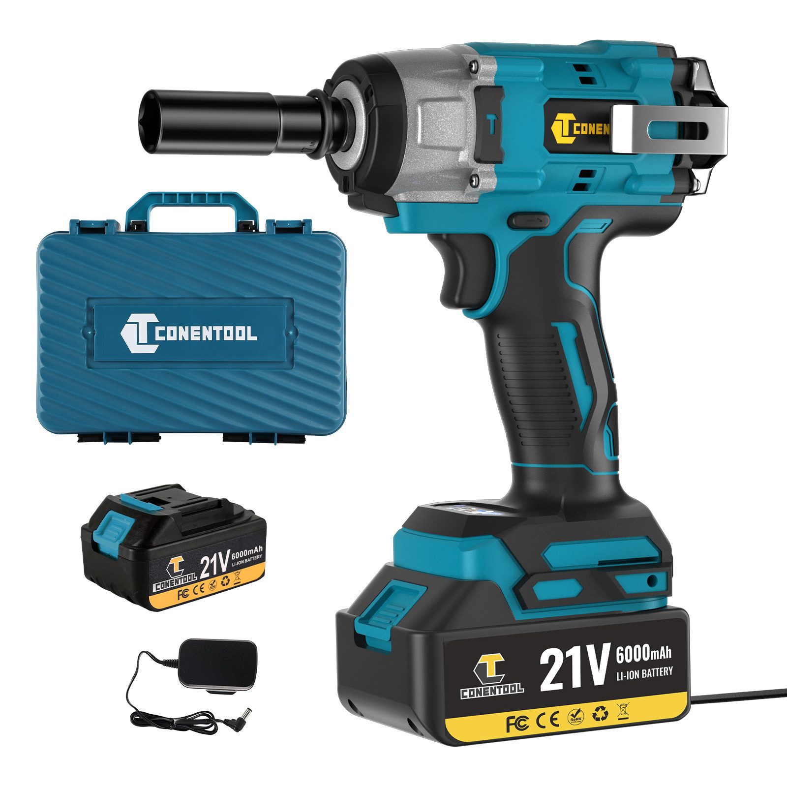 CONENTOOL Akku-Schlagschrauber 21V Bürstenloser elektrischer 1/2 Zoll Schraubenschlüssel, 4600 U ...