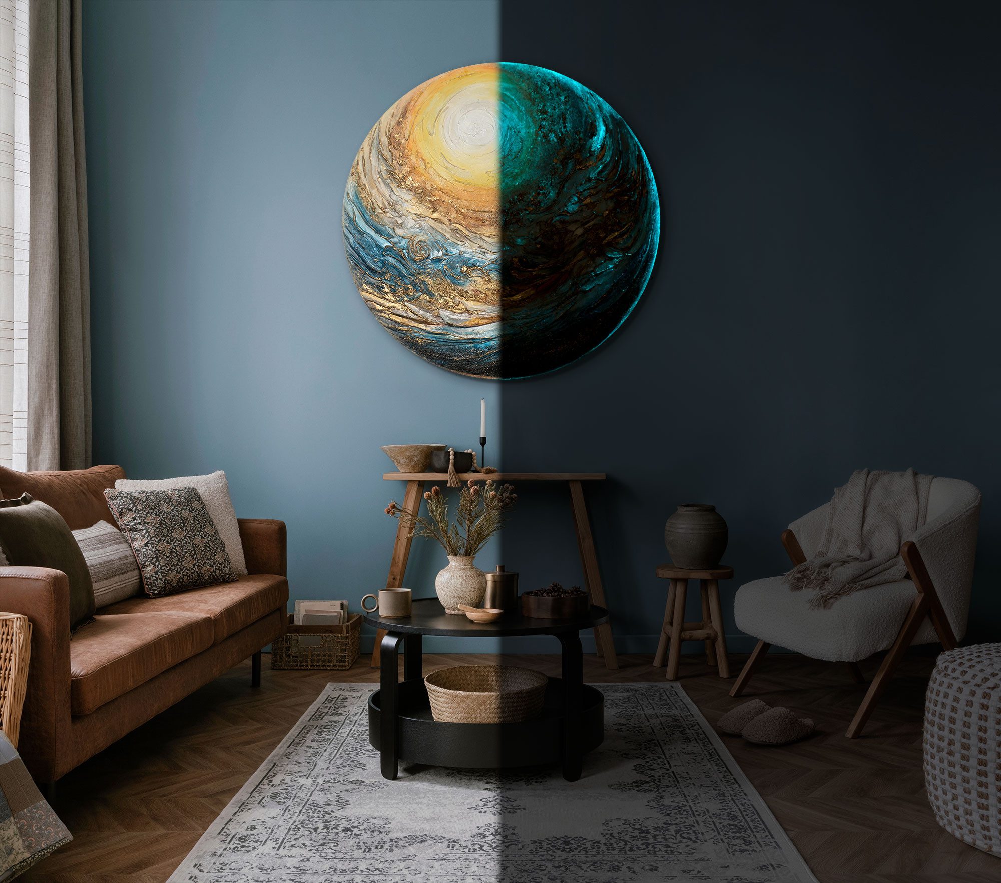 YS-Art Gemälde Goldsphäre, Planet