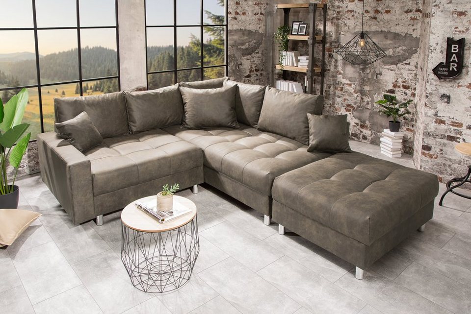 Riess Ambiente Ecksofa Kent 220cm Farbwahl Mit Hocker 3 Teile Mit