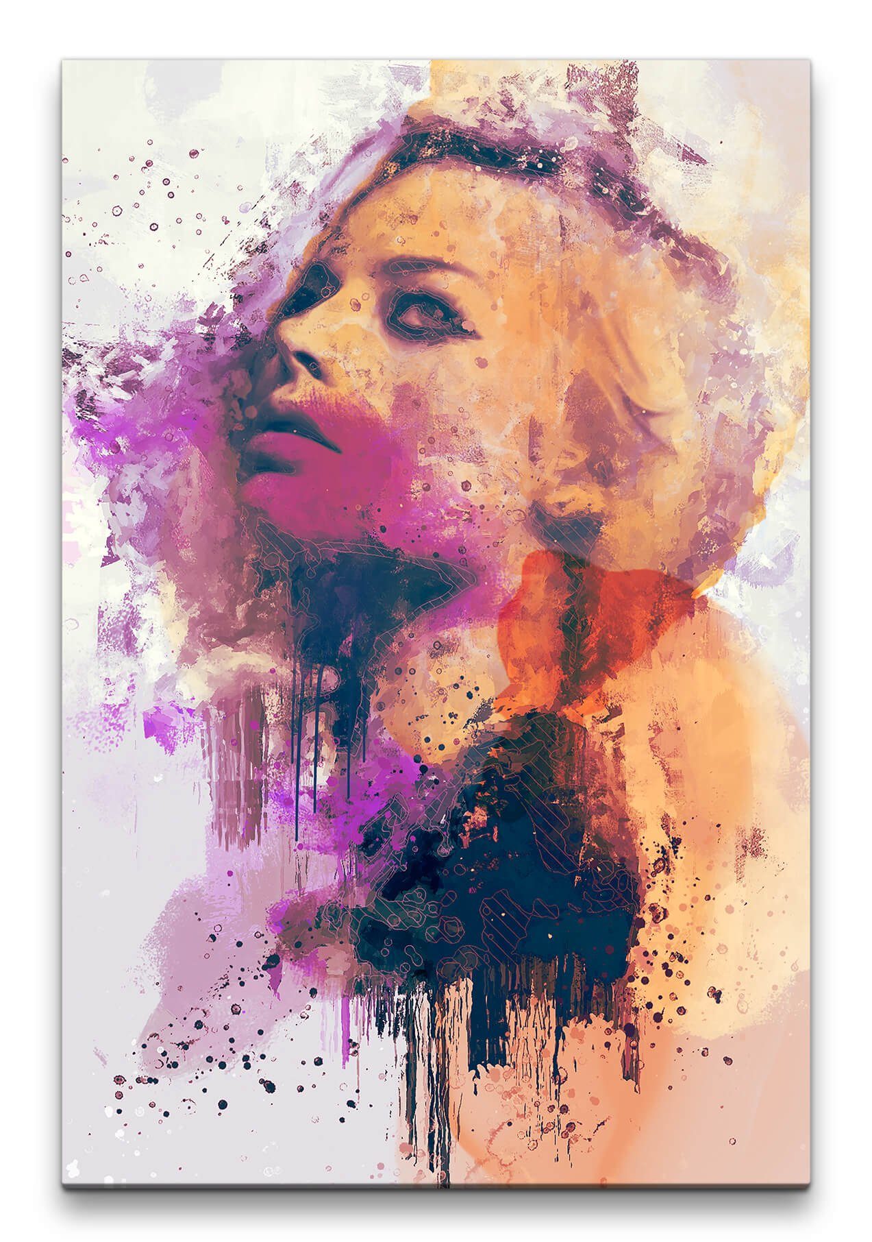 Sinus Art Leinwandbild Margot Robbie Porträt Abstrakt Kunst