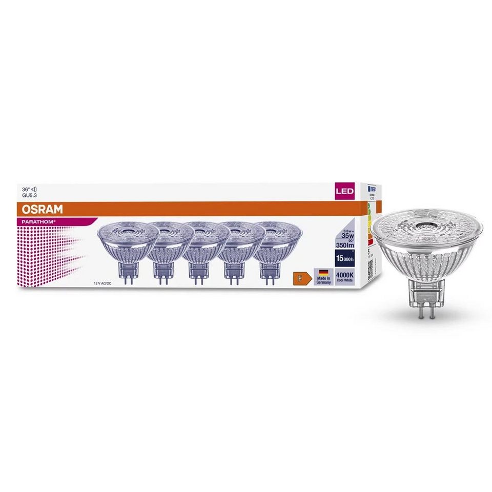 Osram Led Leuchtmittel Mr16 Glas Reflektor 5er Set 3 8w 35w Gu5 3 12v