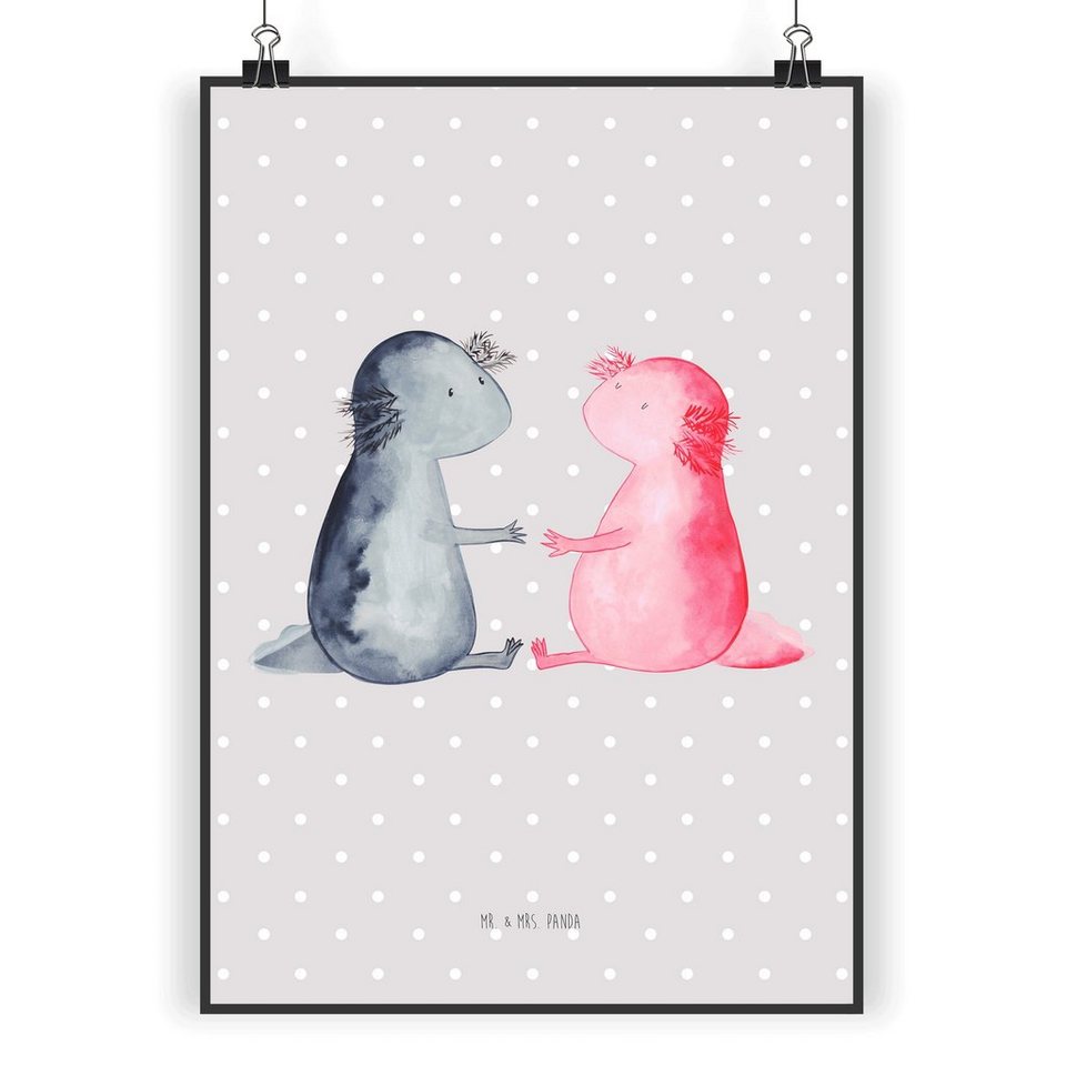 Mr And Mrs Panda Poster Din A3 Axolotl Liebe Grau Pastell Geschenk