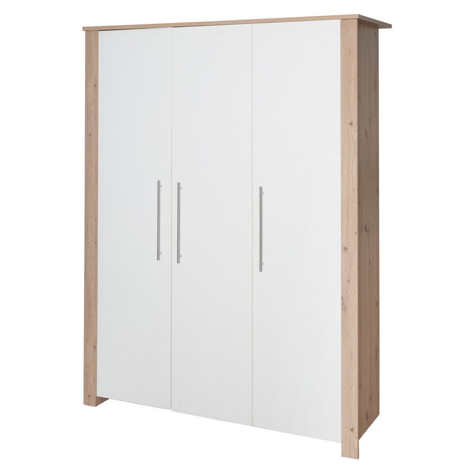 Roba® Kinderkleiderschrank Malo 3 Türig Weiß Lackiert Mit Dekor Artisan