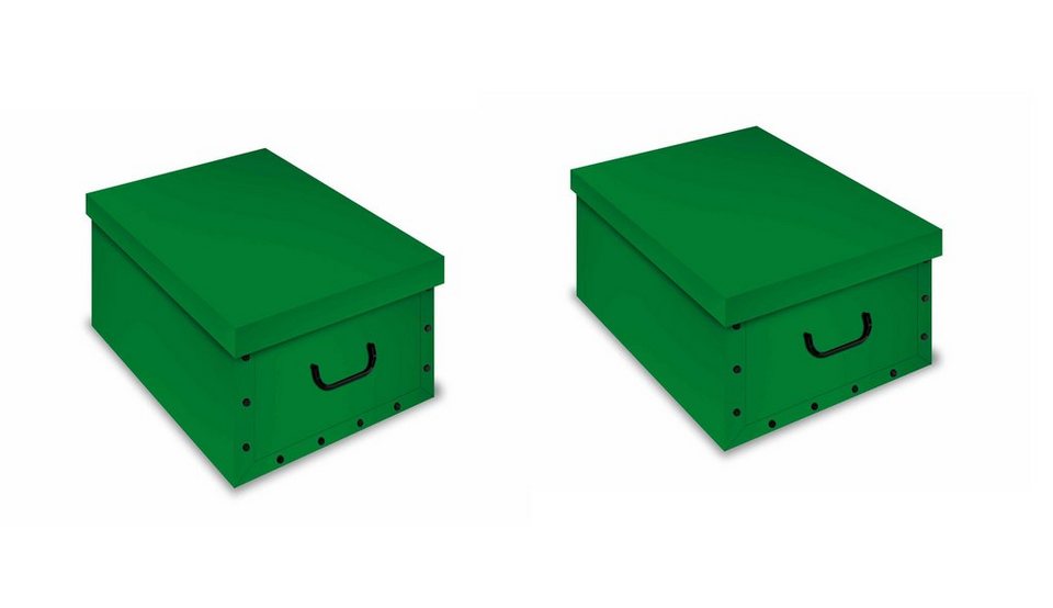 Artra Dekokorb Ordnungsboxen Deko Karton 2er Set Box Clip Grün