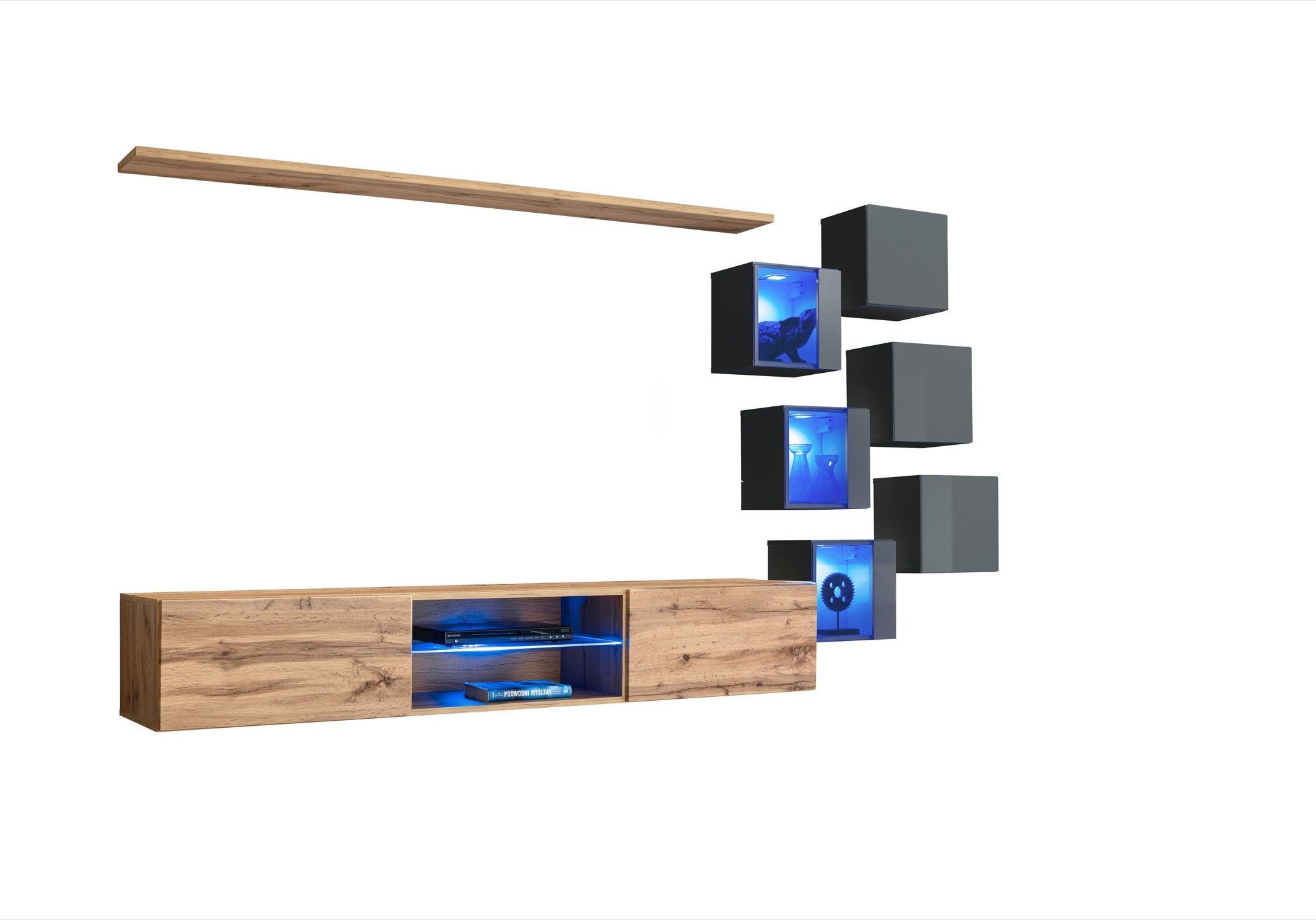 Jvmoebel Wohnwand Modern Wand Möbel Wohnwand Luxus Wand Regale Tv