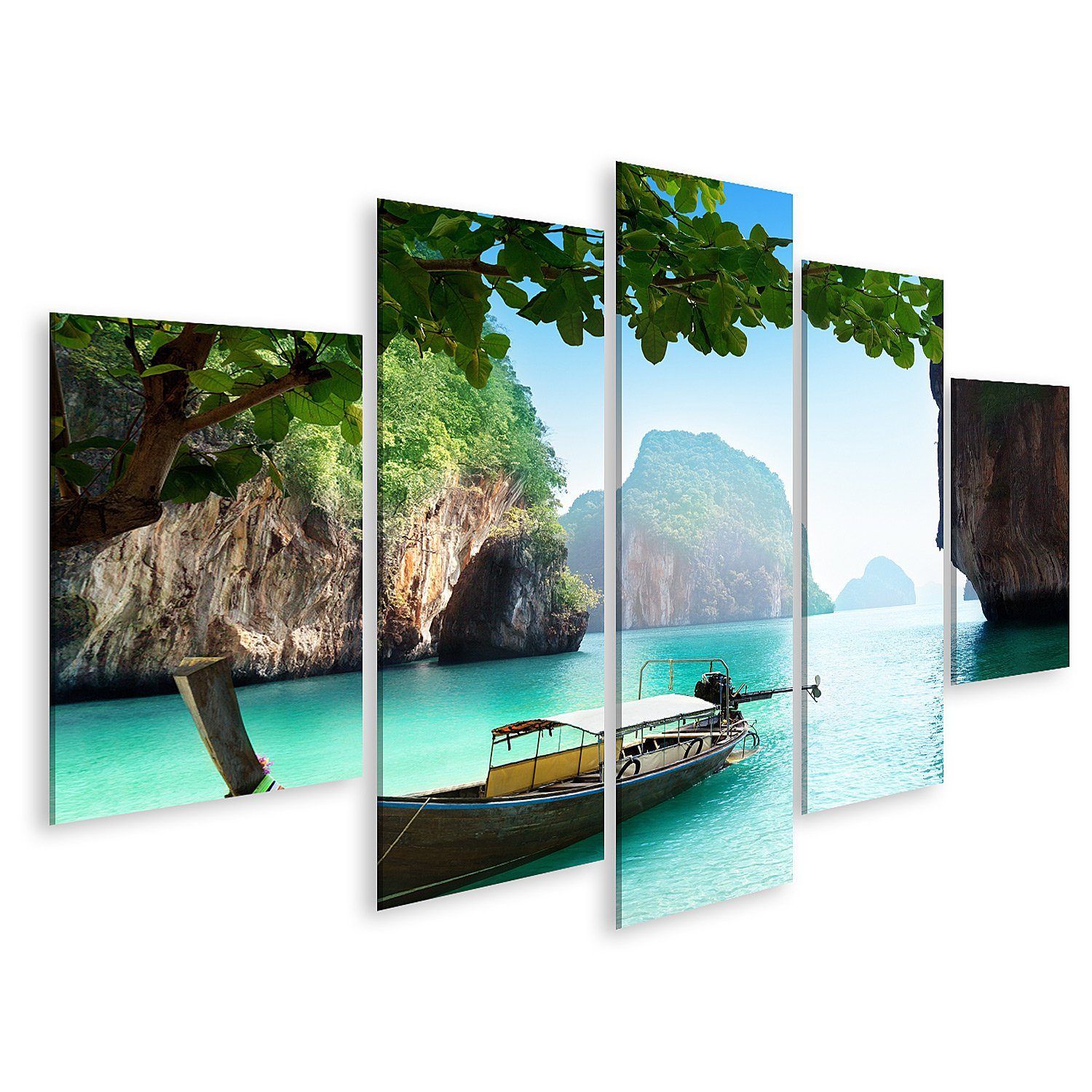 islandburner Leinwandbild »Bild auf Leinwand Boot Am Strand Von Insel In Der Provinz Krabi ...