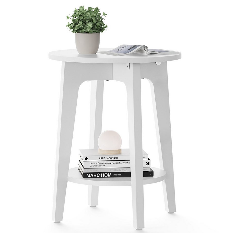 Vasagle Beistelltisch Rund Mit Unterer Ablage Modern 40 X 50 Cm