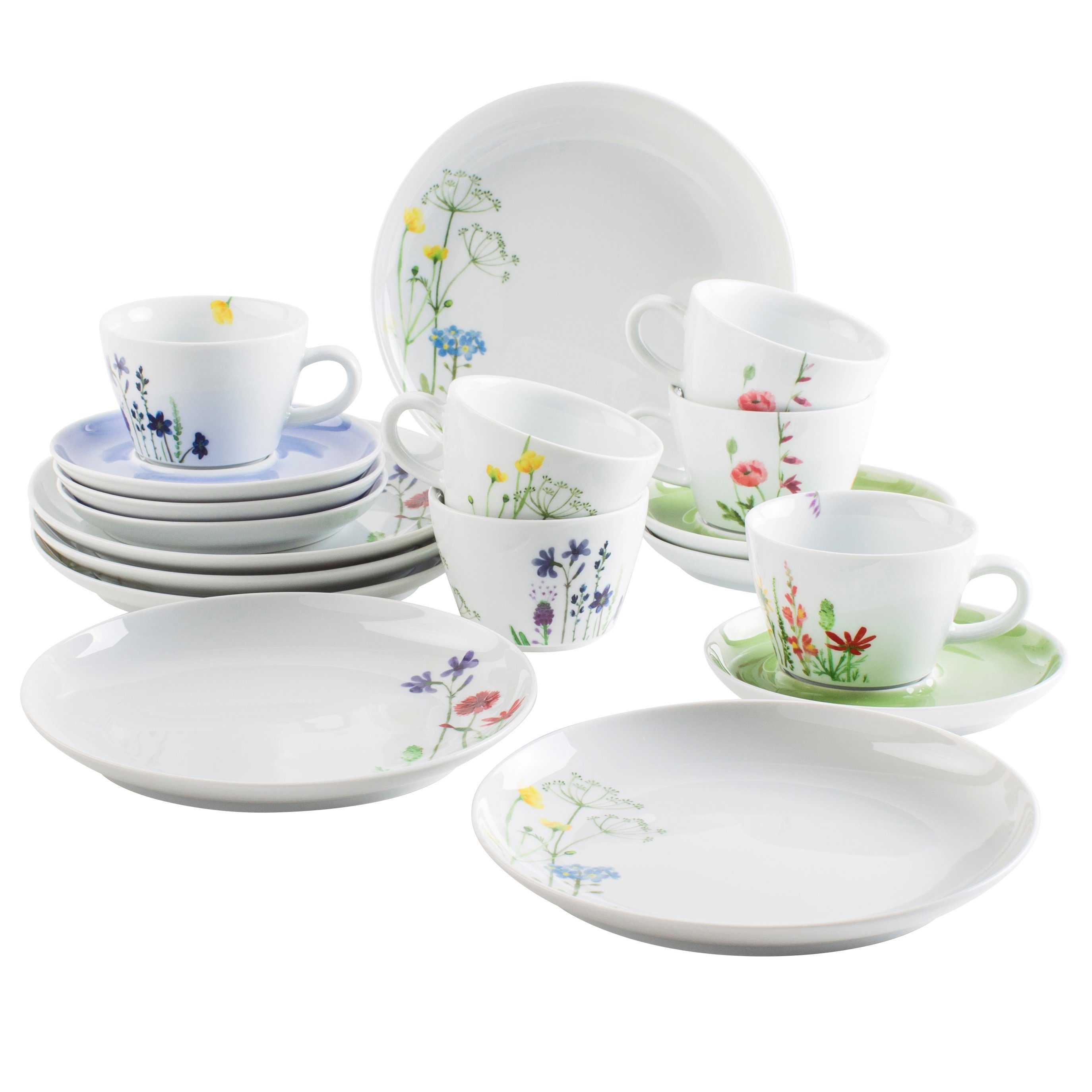 KAHLA Kaffeeservice Wildblume Kaffeeset 26tlg. (26-tlg), 6 Personen, Porzellan, Kaffeegeschirr
