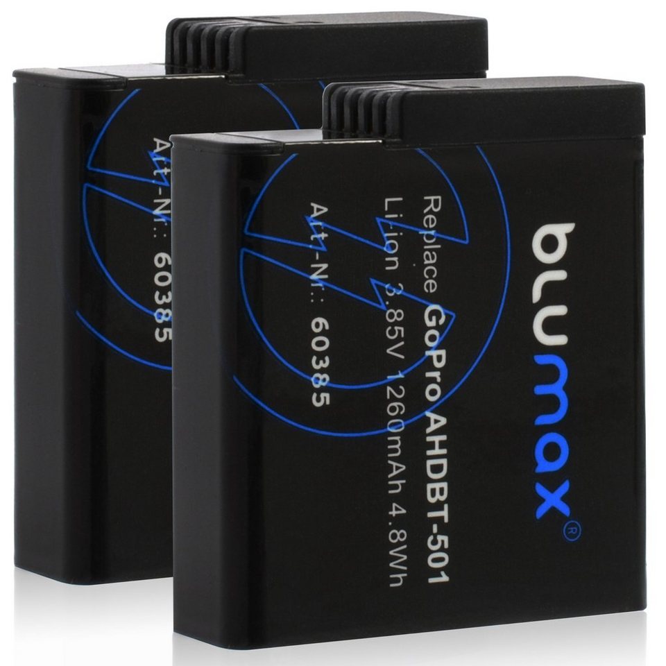 Blumax 2x GoPro Hero 2018 AHDBT-501 GoPro 5 / 6 / 7 1260mAh Kamera-Akku Blumax 2x GoPro Hero 2018 AHDBT-501 GoPro 5 / 6 / 7 1260mAh Kamera-Akku