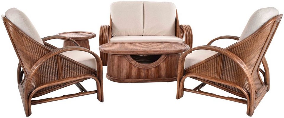 Krines Home Sitzgruppe Lounge Set Déco Sitzgruppe Aus Echtem Rattan
