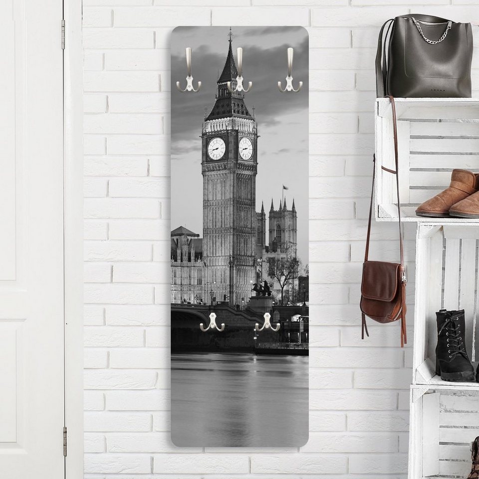 Bilderdepot24 Garderobenpaneel Schwarz Weiß Schwarz Weiß Städte Skyline