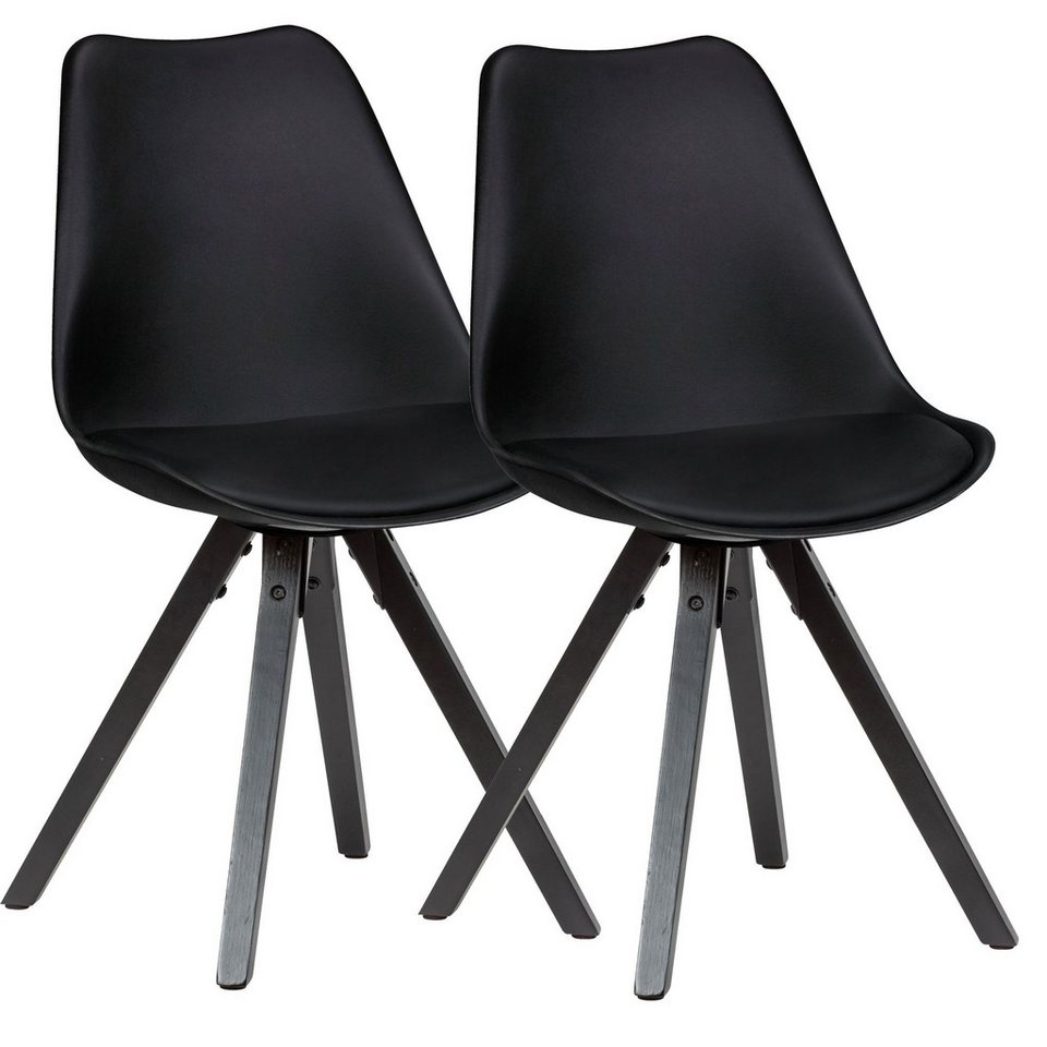 Wohnling Esszimmerstuhl Wl6134 2er Set Retro Küchenstuhl Schwarz