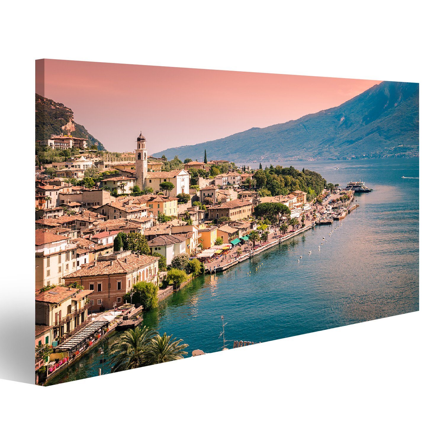 islandburner Leinwandbild Bild auf Leinwand Panorama Von Limone Sul Garda Einer Kleinen Stadt Am