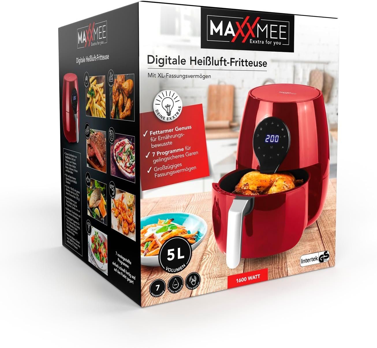 Maxxmee Heißluftfritteuse Maxxmee Digitale Xl Heißluftfritteuse 5l