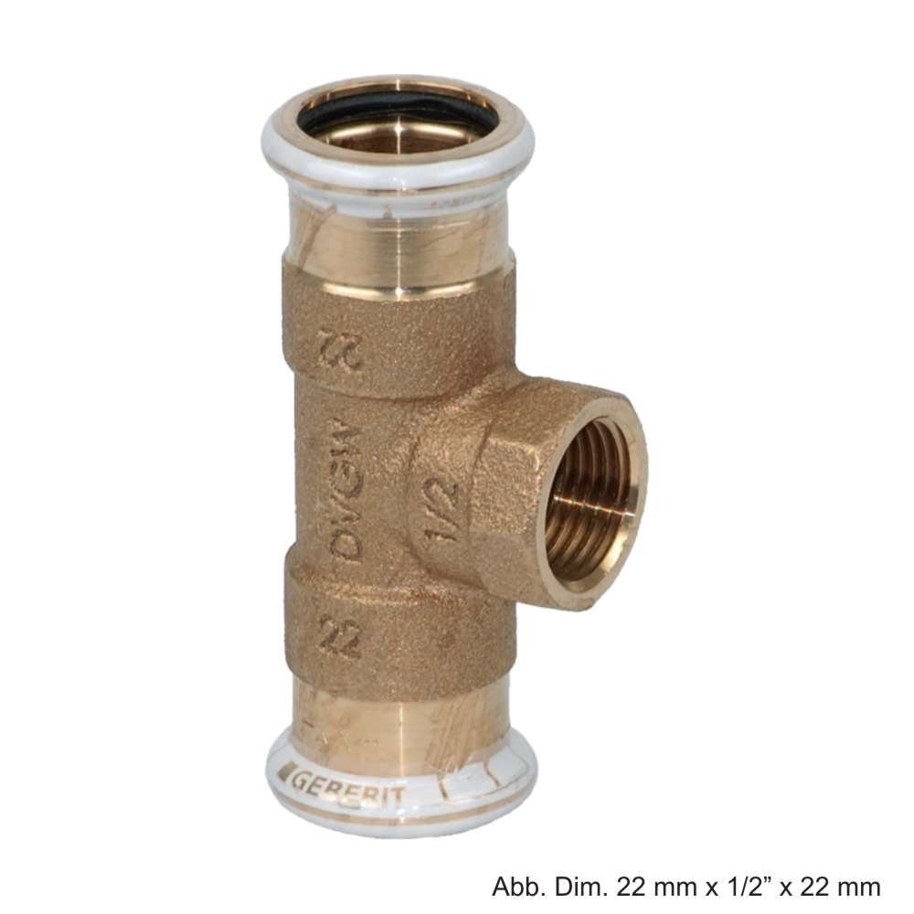 GEBERIT Wasserrohr Geberit Mapress Rotguss T-Stück IG, 28mm x 3/4" x 28mm