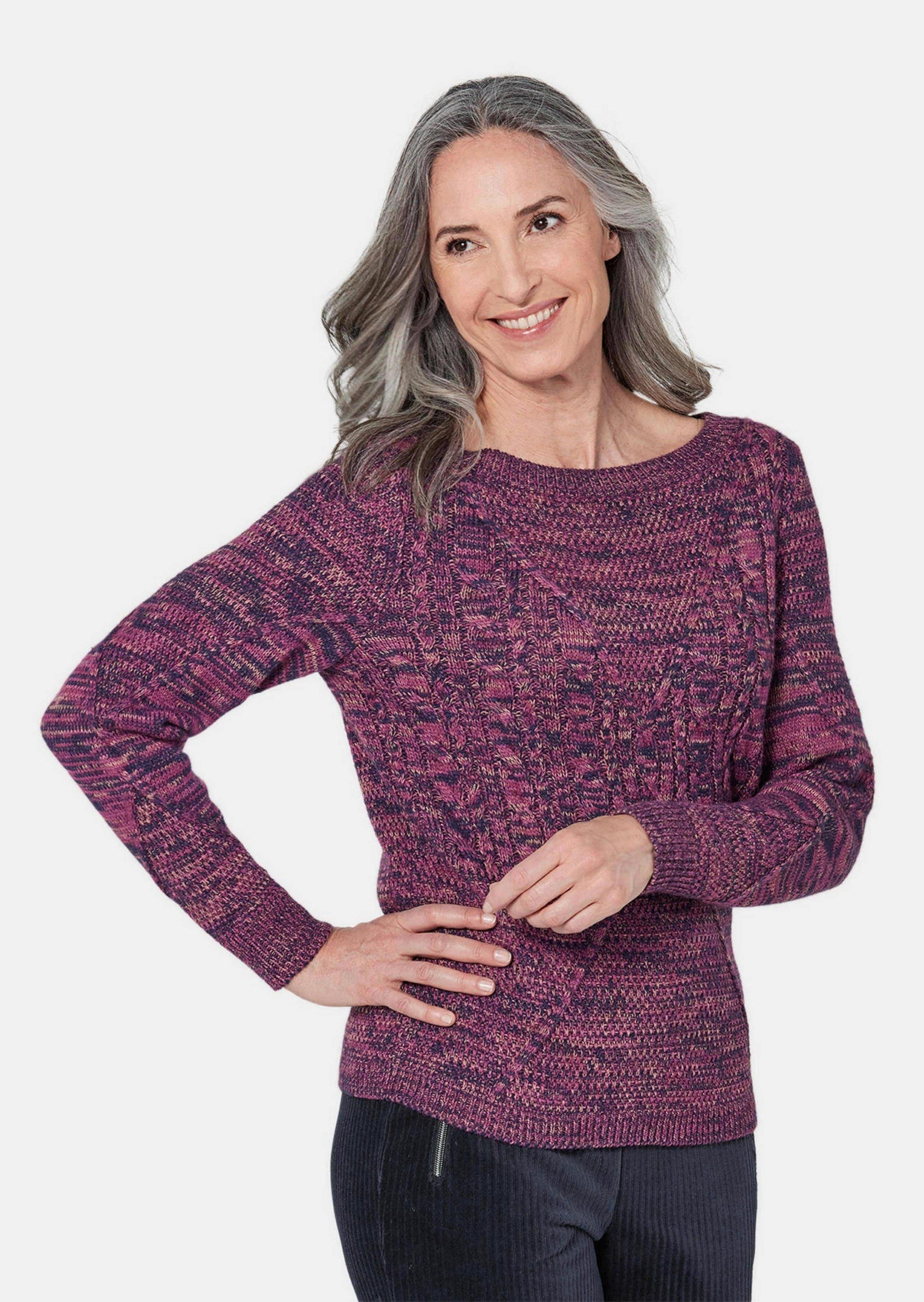 GOLDNER Strickpullover Kurzgröße: Strickpullover mit Zopfstrick ...