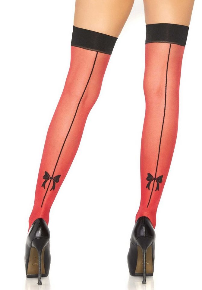 Leg Avenue Halterlose Strümpfe Halterlose Strümpfe Mit Schleifen Rot