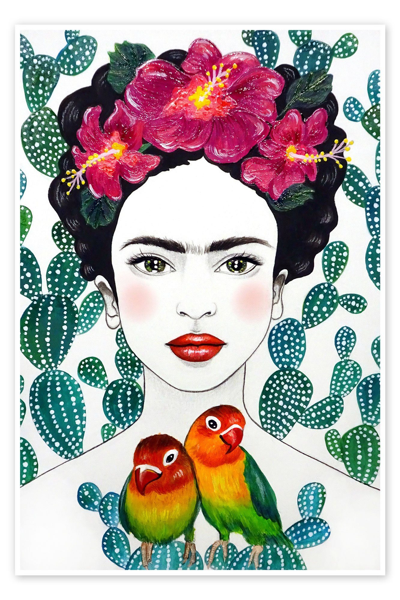 Posterlounge Poster Mandy Reinmuth Frida Kahlo Lovebirds Wohnzimmer