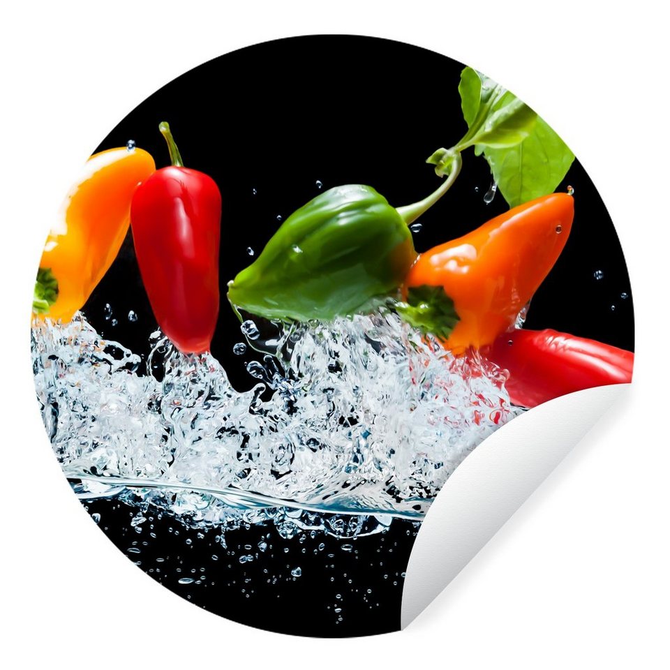 Muchowow Wandsticker Paprika Schwarz Gemüse Wasser Blatt 1 St