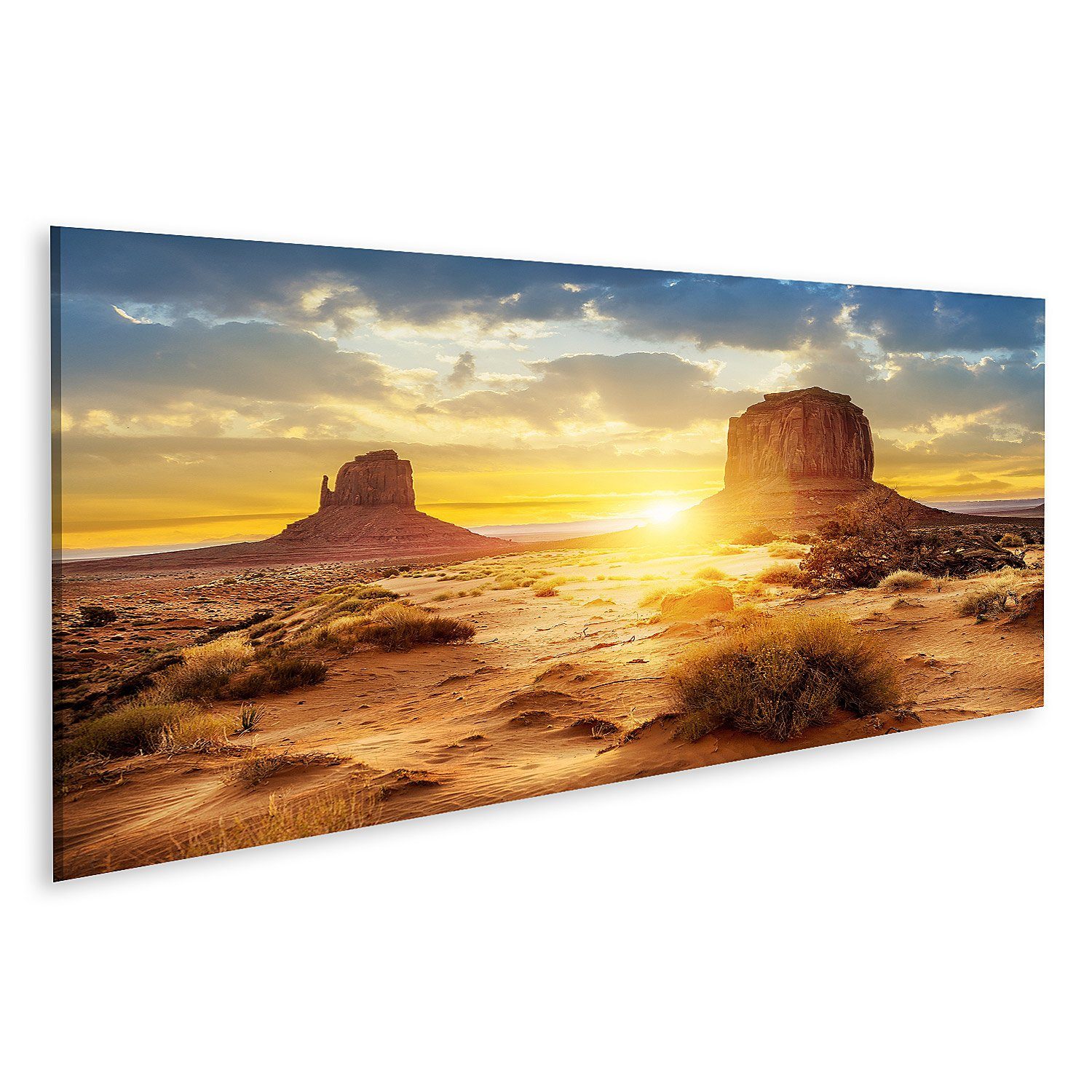 islandburner Leinwandbild Bild auf Leinwand Sonnenuntergang bei den Sisters im Monument Valley i