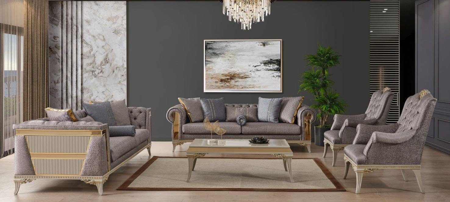 Jvmoebel Wohnzimmer Set Chesterfield Couchgarnitur Dreisitzer Sessel