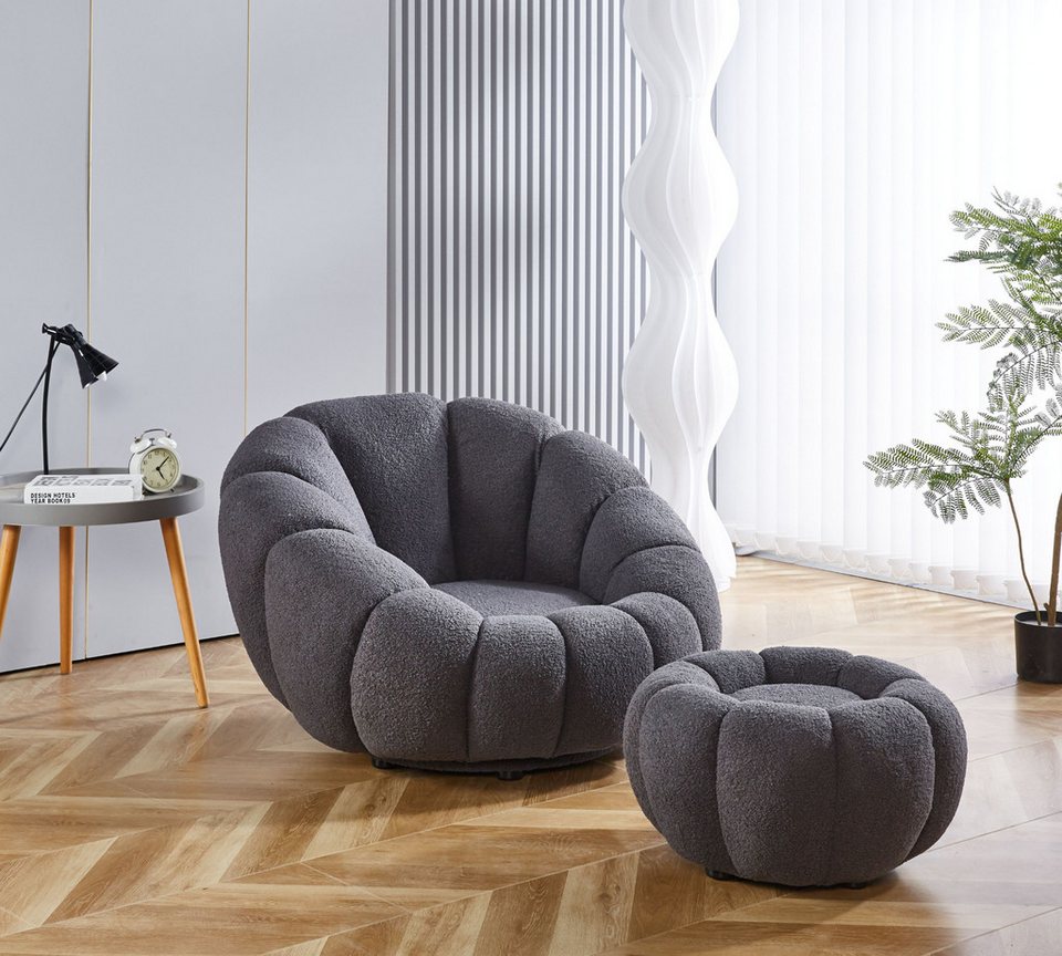 Alesvelt Drehsessel Kürbis Sessel 360° Drehfunktion Relaxsessel Inkl