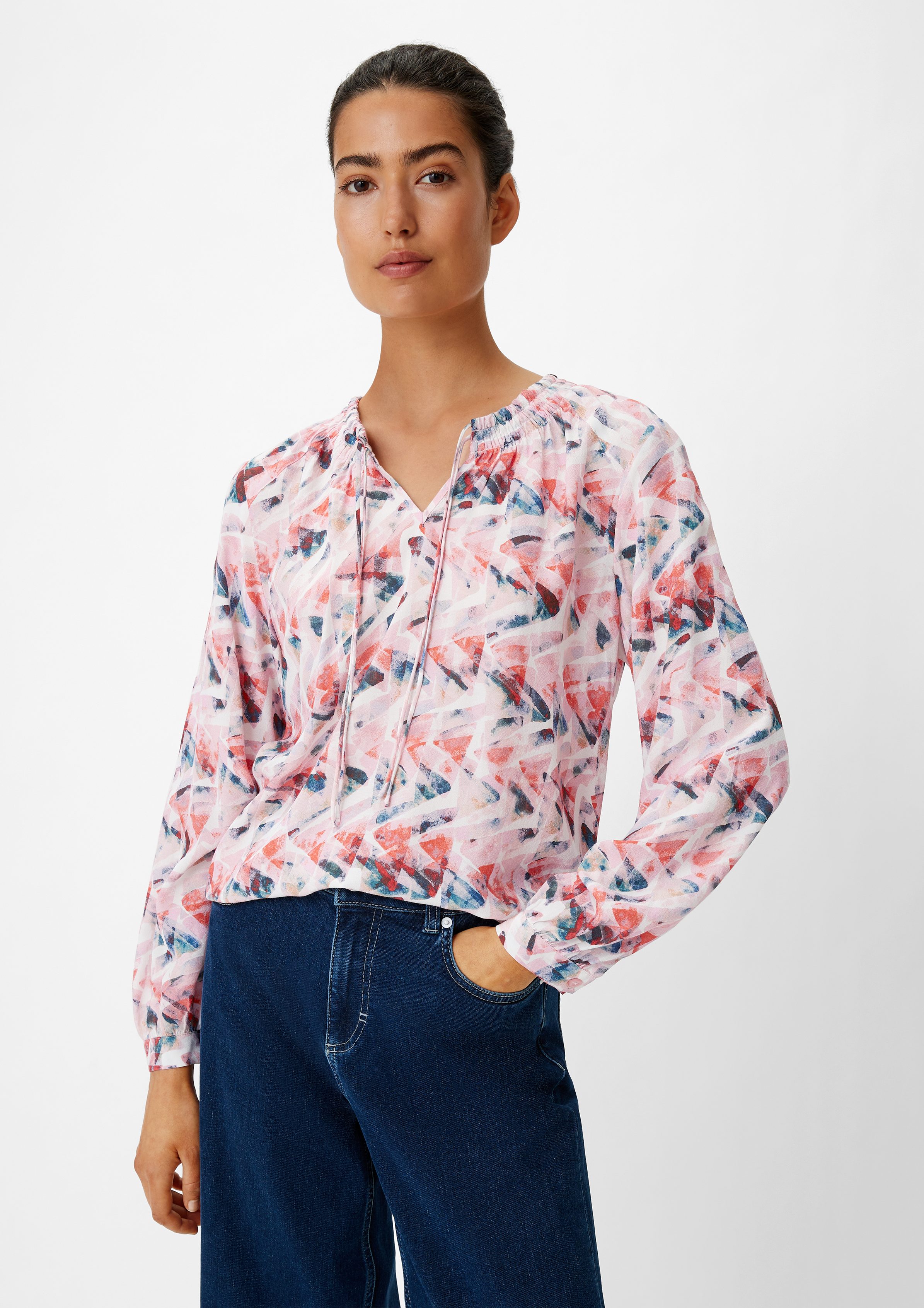 Comma Casual Identity Langarmbluse Bluse Aus Viskose Raffung Raffung
