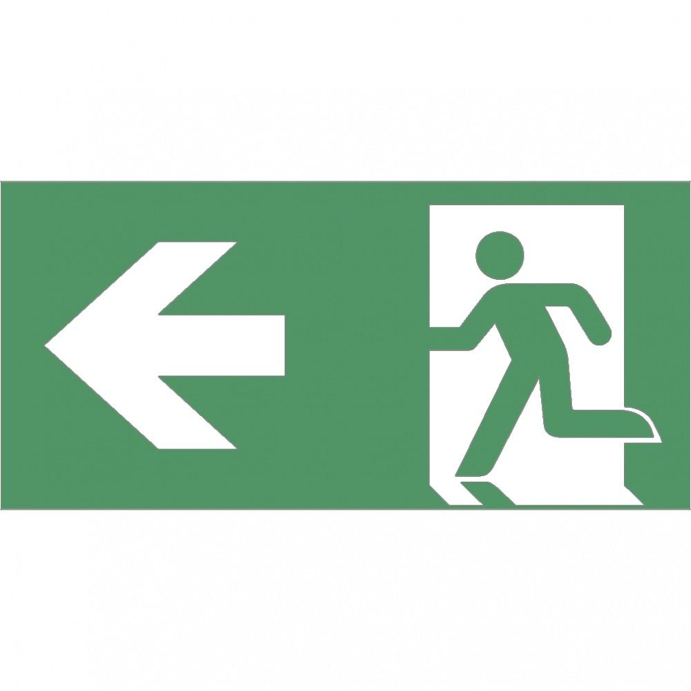 König Werbeanlagen Hinweisschild Rettungsweg/Notausgang links (transparent), Symbolschild, ISO 7010
