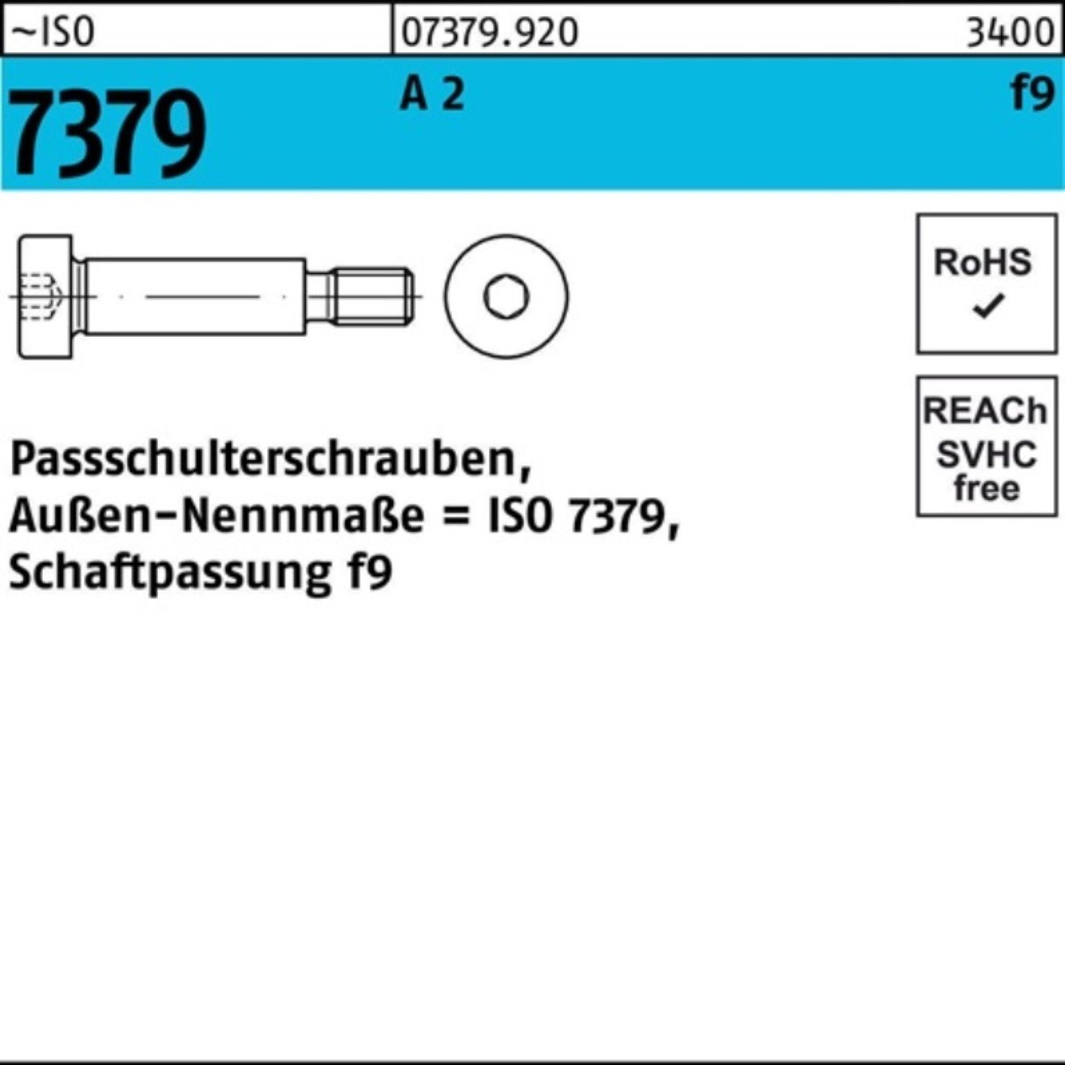 Reyher Schraube 100er Pack Paßschulterschraube ISO 7379 10f9 M8x 30 A 2 50 Stück ~IS