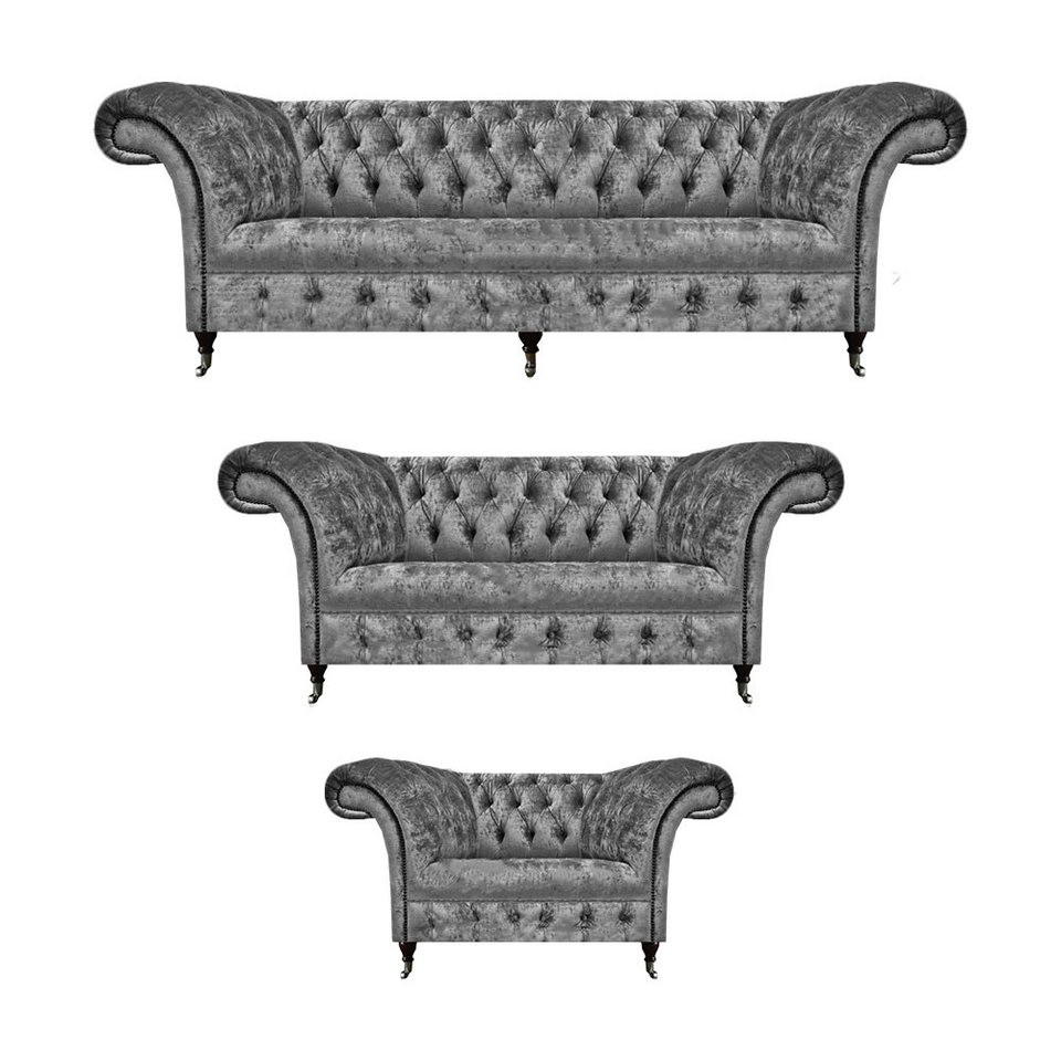 Jvmoebel Chesterfield Sofa Grau Sofagarnitur 3tlg Neu Design