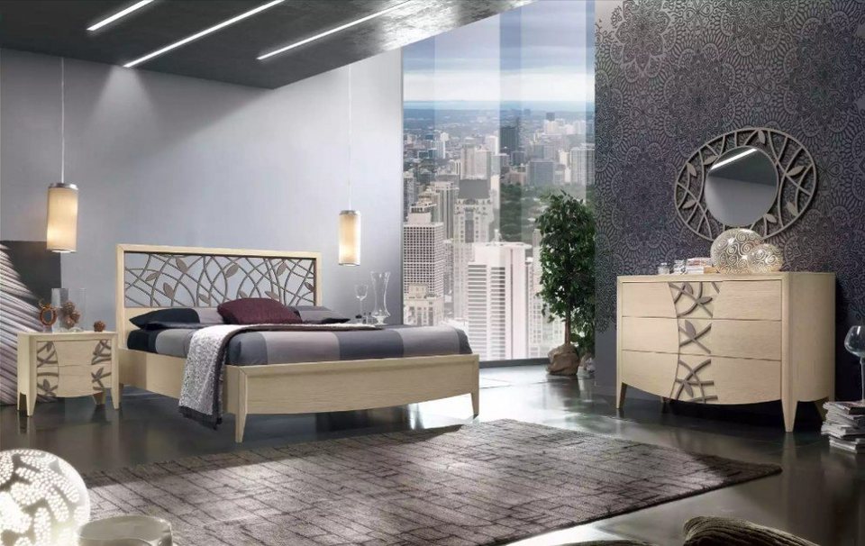 Jvmoebel Schlafzimmer Set Schlafzimmer Set Komplett Bett 2x Nachttisch