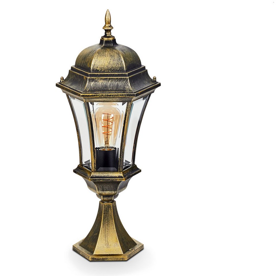 Hofstein Pollerleuchte Sockelleuchte Aus Metallglas In Gold Braunklar