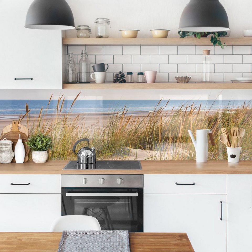 Bilderdepot24 Küchenrückwand Beige Dekor Natur Strand Meer Stranddüne