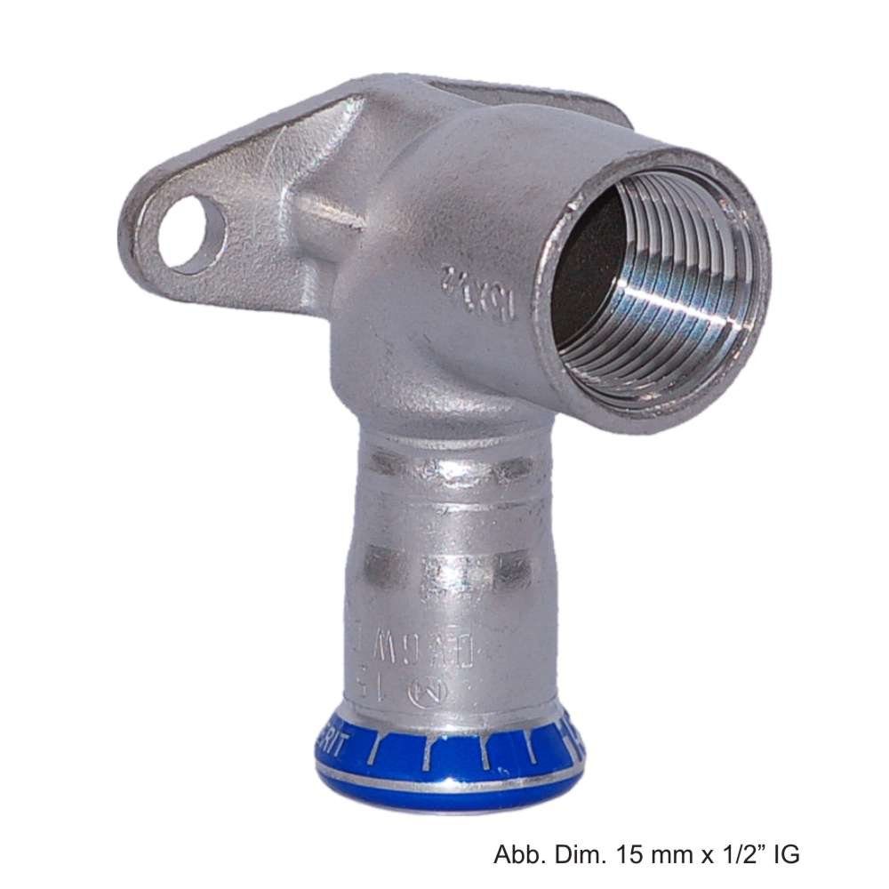 GEBERIT Wasserrohr Geberit Mapress Edelstahl Deckenwinkel 90° IG, 15mm x 1/2"