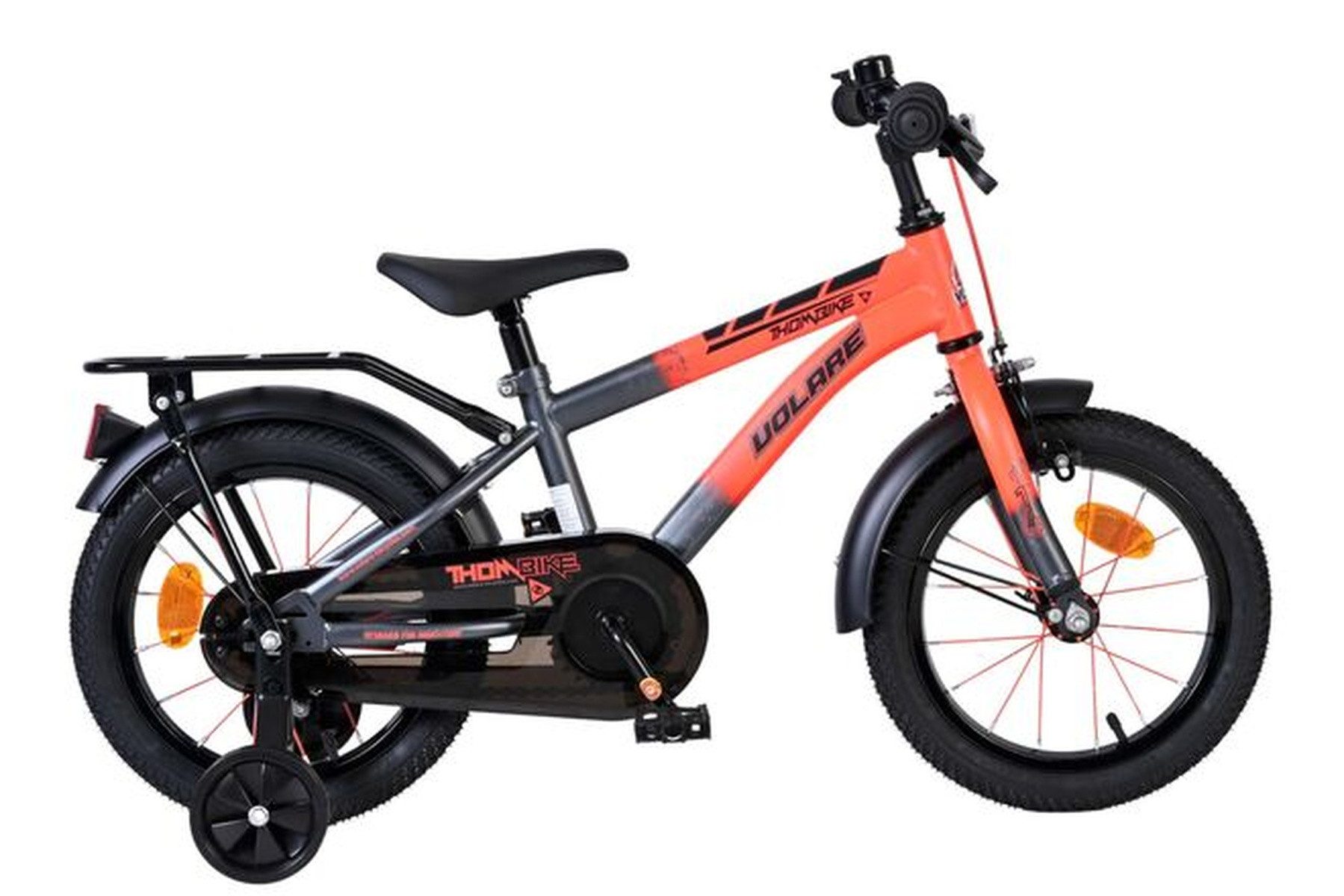 Volare Kinderfahrrad Thombike Jungen-14 Zoll Blau/Gelb mit Stützrädern ...