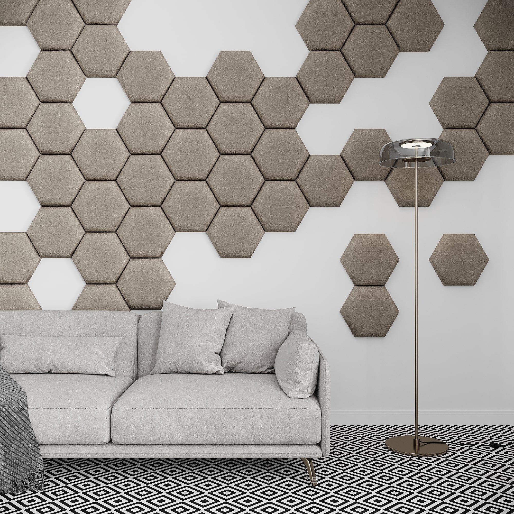 softwalls 3D Wandpaneel Wandkissen - Hexagon Samt - Gepolstertes ...