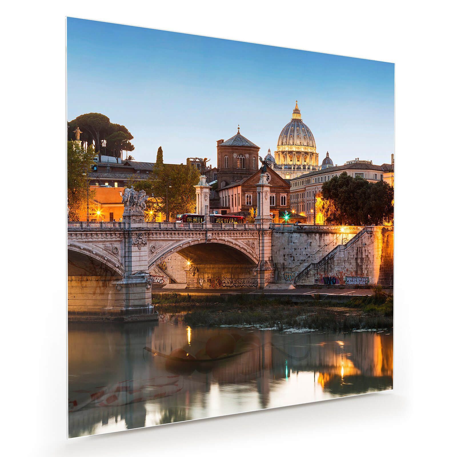 Primedeco Glasbild Wandbild Quadratisch Rom Victor Emmanuel Brücke Mit