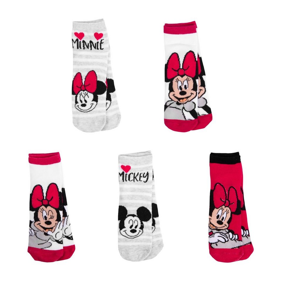 United Labels® Socken Disney Minnie Mouse Socken Für Mädchen Rot Grau