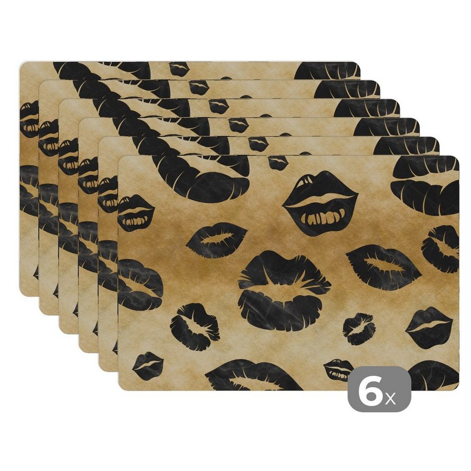 Platzset Muster Kuss Gold Schwarz Muchowow 6 St Platzset