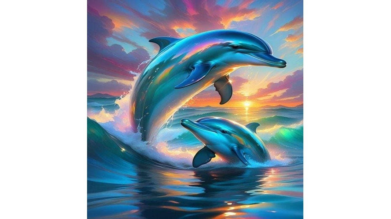 Rötting Design Malen nach Zahlen BASTELIDEE 5d Diamond Painting Set Motiv spielende Delphine ...