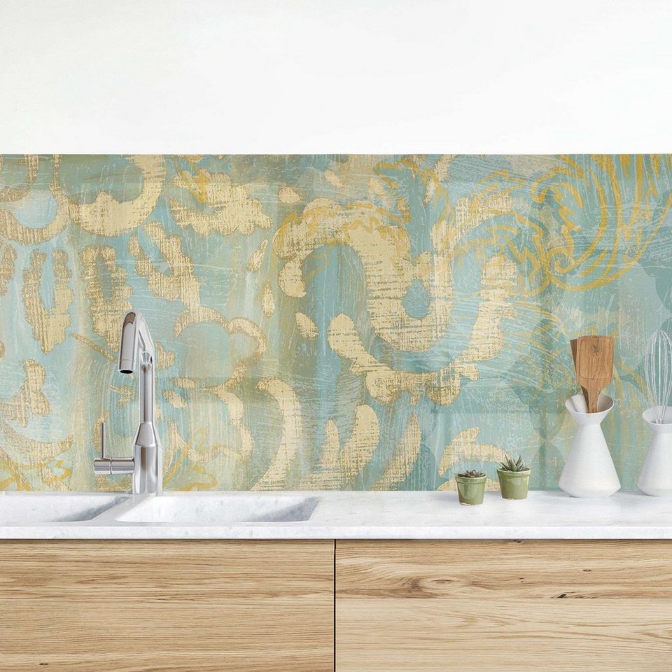 Bilderdepot24 Küchenrückwand Gold Dekor Muster Ornamente Orientalisch
