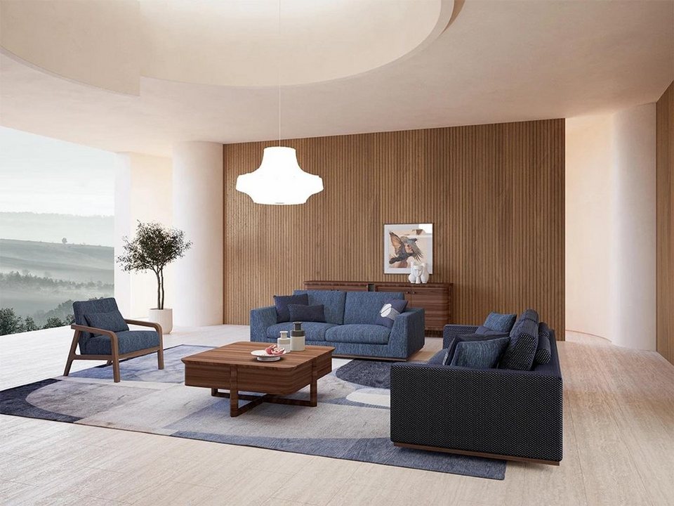 Jvmoebel Wohnzimmer Set Sofagarnitur Zweisitzer Sofa Sessel Polstersofa