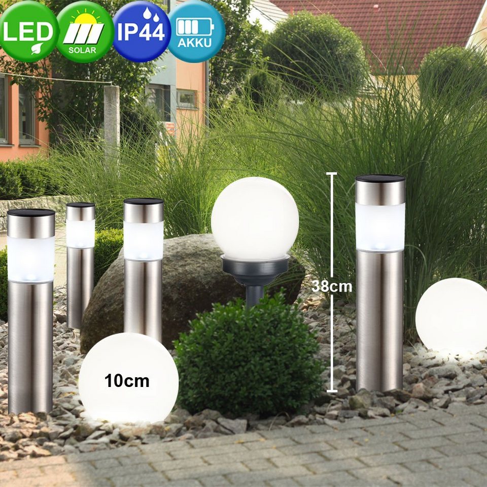 Etc Shop Einbauleuchte 7er Set Led Solar Lampen Kugel Steck Strahler