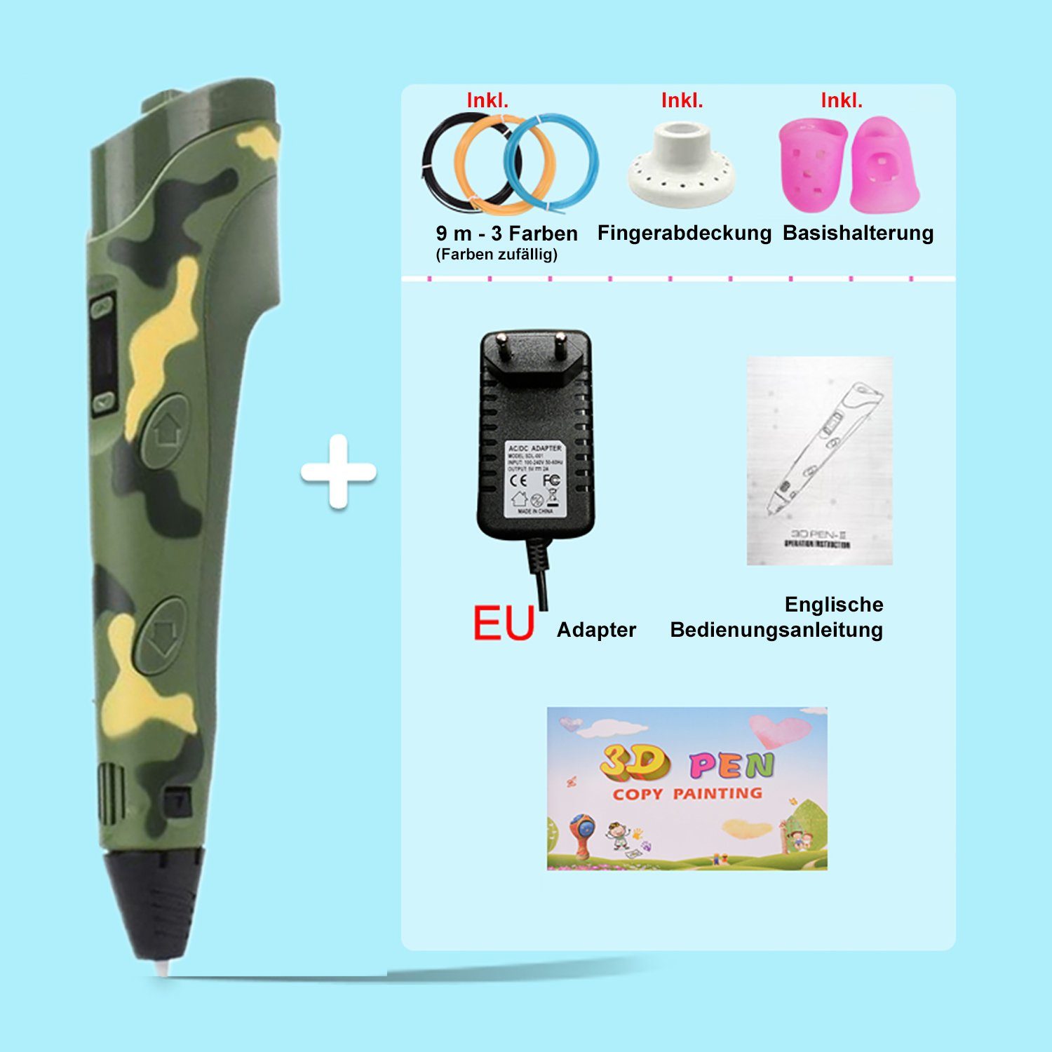TPFNet 3D-Drucker-Stift 3D Stift für Kinder & Erwachsene mit Stromkabel ...