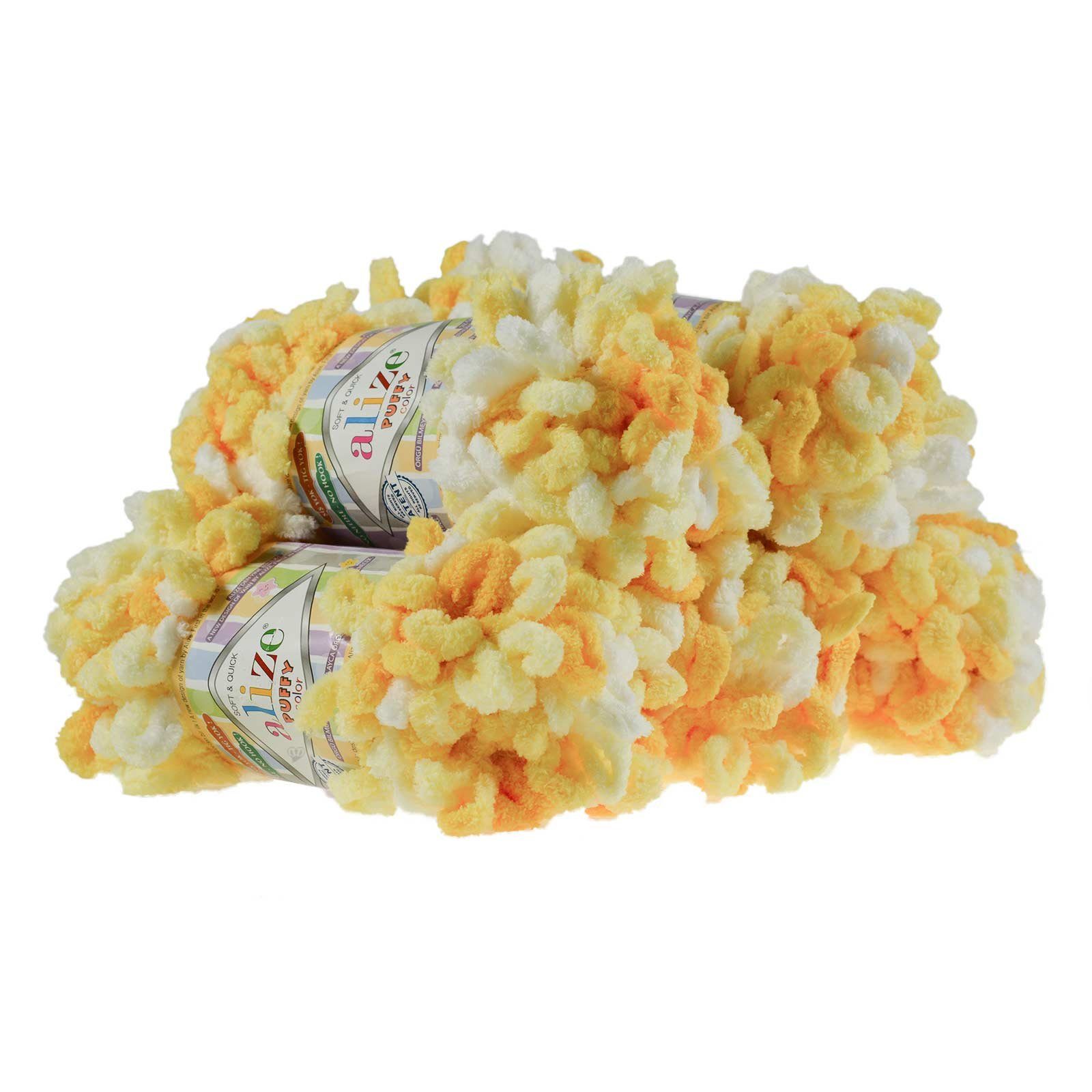 Alize 5 x 100g Strickgarn ALIZE Puffy Color Häkelwolle, 9 m, 5921