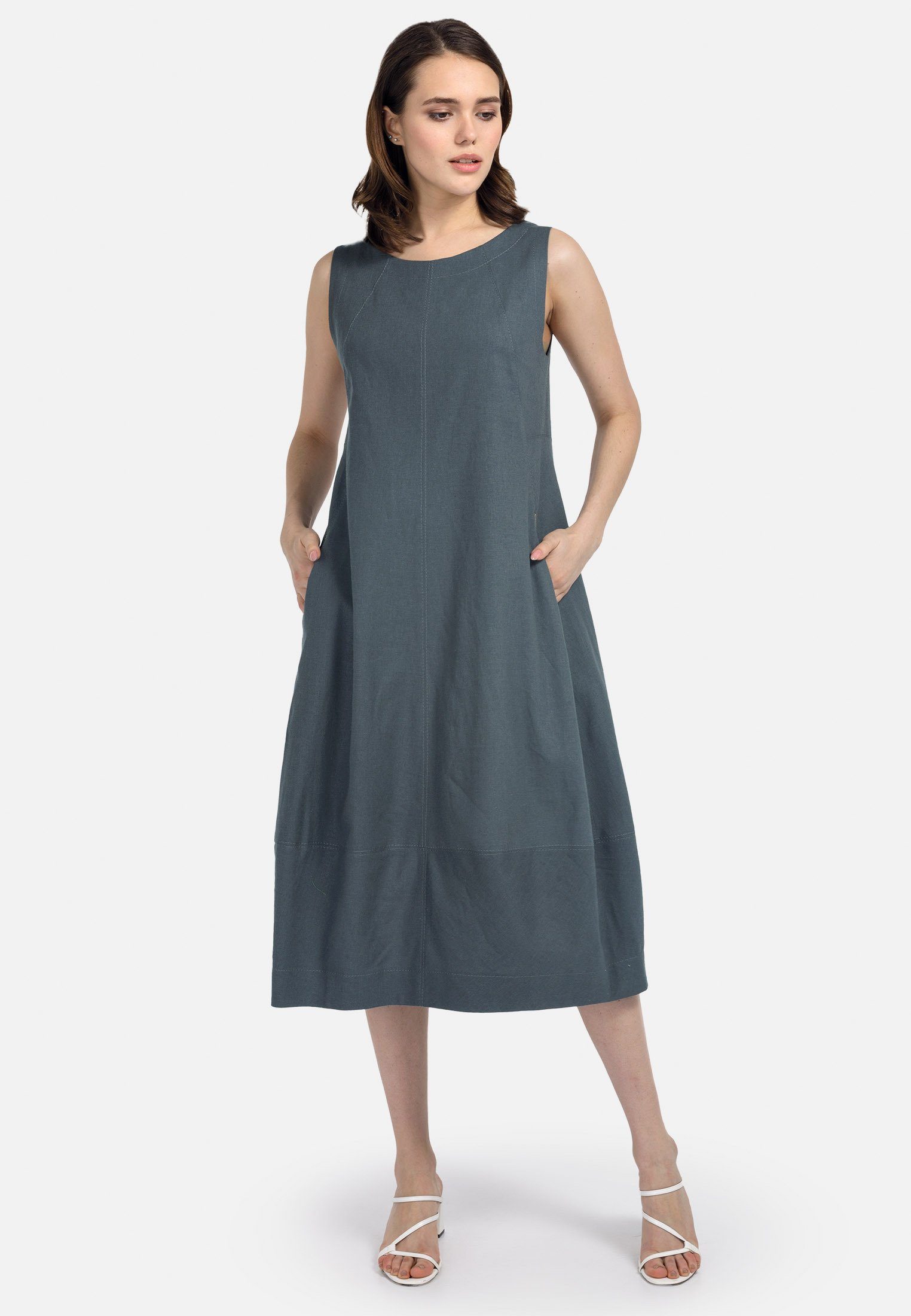 HELMIDGE A-Linien-Kleid Midikleid ., Seitennahttaschen
